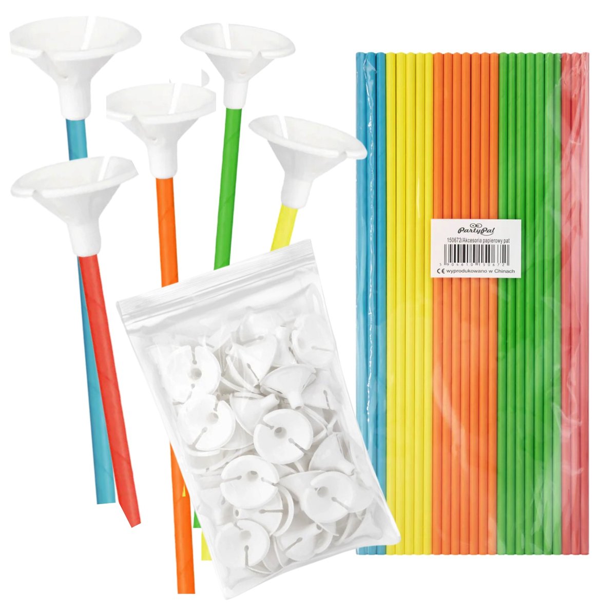 Patyczki do balonów z zatyczką papierowe kolorowe Dzień dziecka Urodziny 100szt. - Balonowy Raj ...
