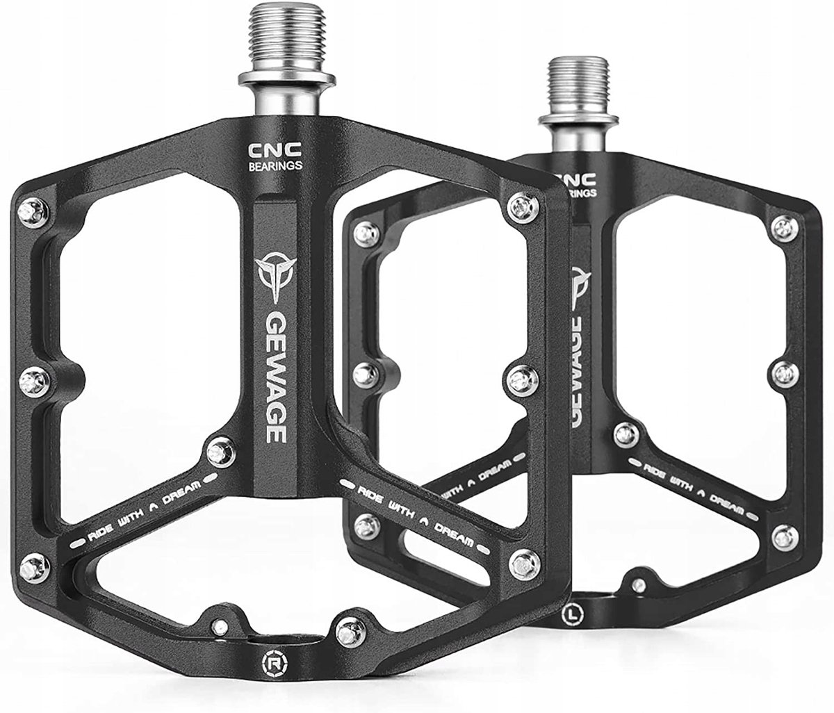 Pedały Rowerowe Platformowe Aluminiowe 3 Łożyska Maszynowe Gewage Czarne - Inna marka | Sport ...