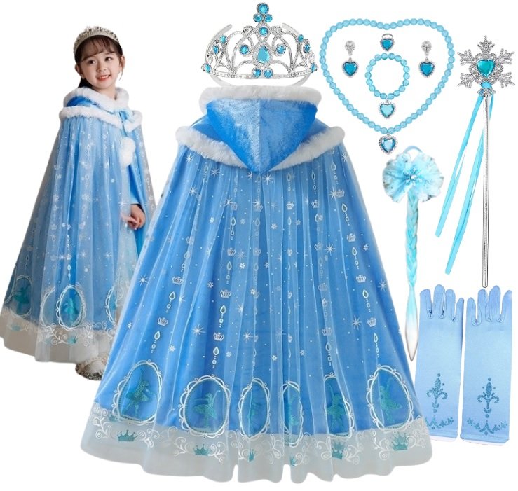 Peleryna Pelerynka Elsa Elza Królowa Śniegu Pani Zima Bal Karnawał 128 ...