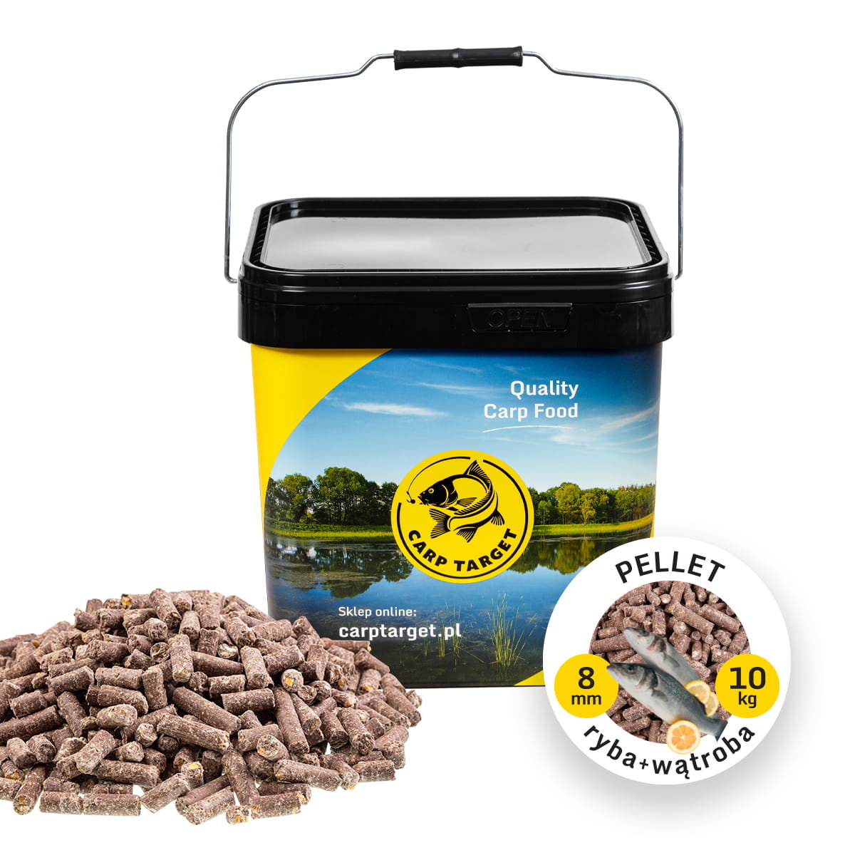 Pellet Wędkarski Zanętowy Ryba + Wątroba 8mm 10kg + Wiadro 17L - Carp ...
