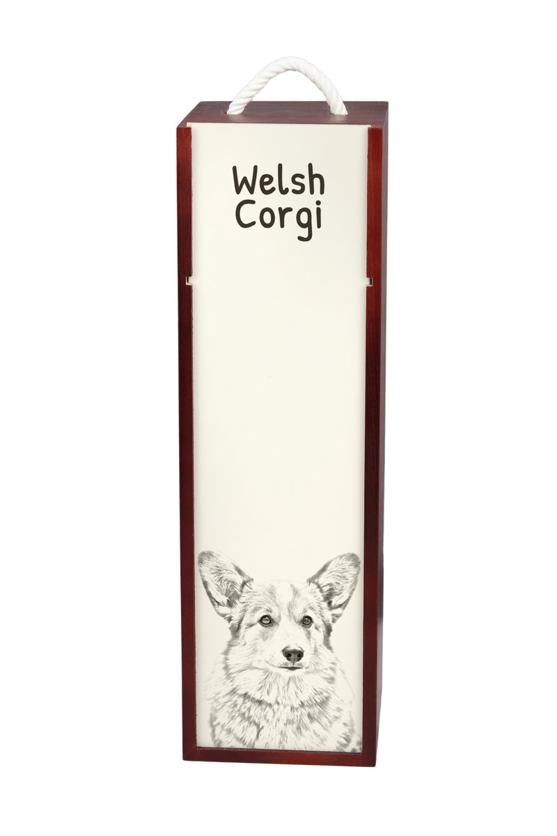 Pembroke Welsh Corgi - pudełko na wino z psem, pudełko na alkohol z ...