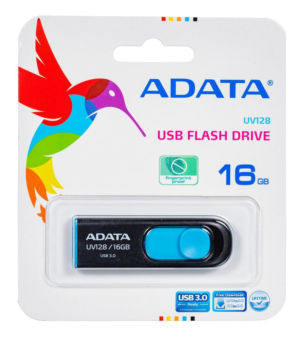 Pendrive ADATA UV128, 16GB, USB 3.0, Black-Blue - ADATA | Sklep EMPIK.COM