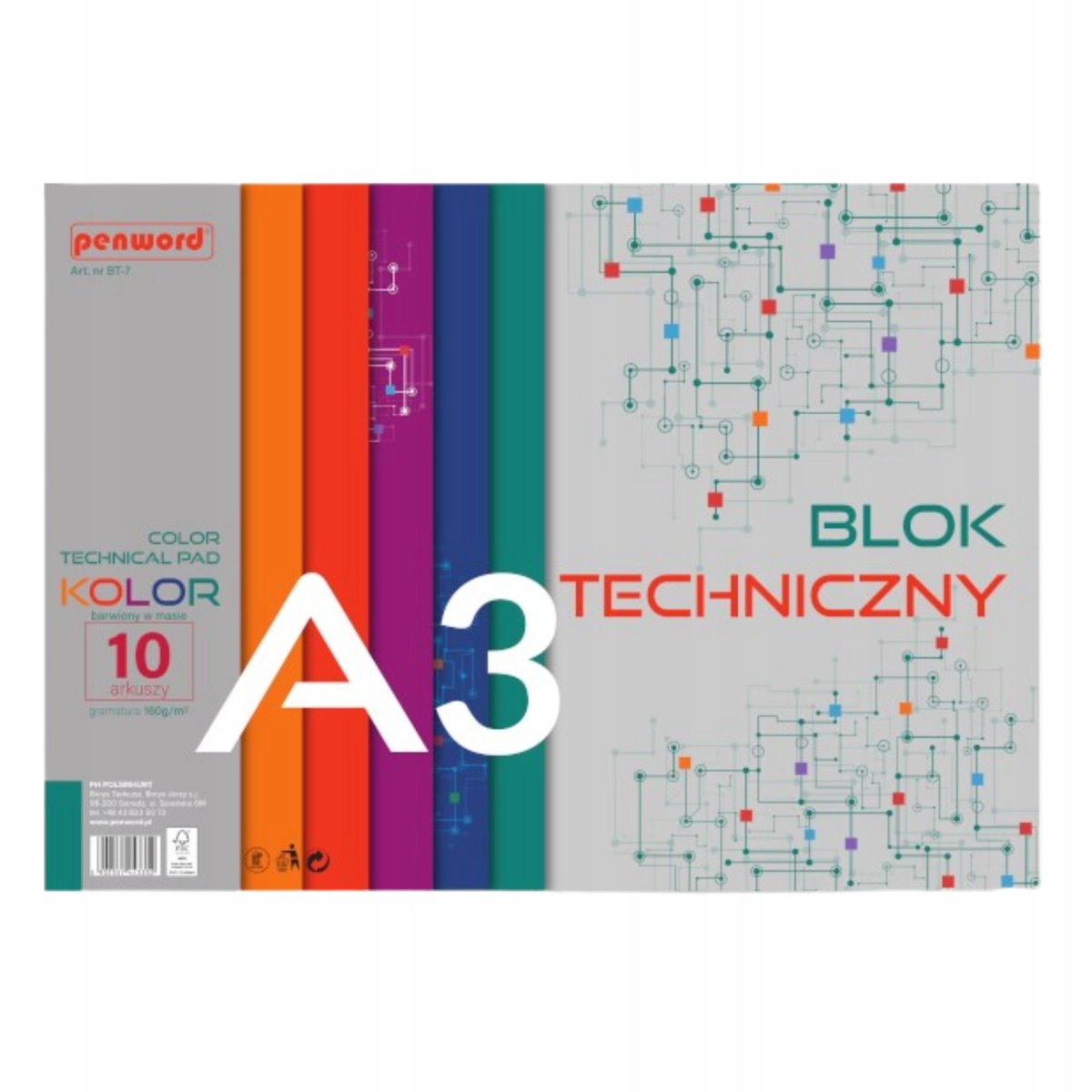 Penword Blok Techniczny Kolorowy Format A3 10 Kartek Trwałe Sztywne ...
