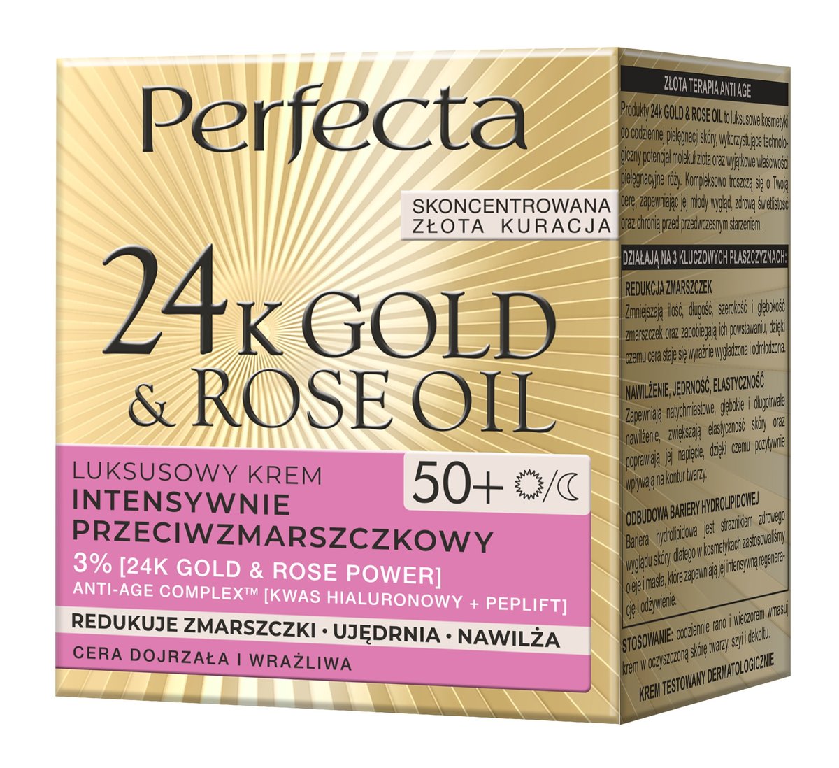 Perfecta 24K Gold & Rose Oil, Luksusowy krem przeciwzmarszczkowy na ...