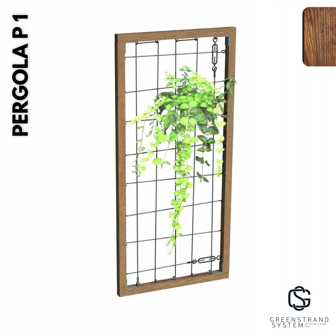 Pergola balkonowa, trejaż z linami stalowymi | P1 84x150 -ciemny dąb ...