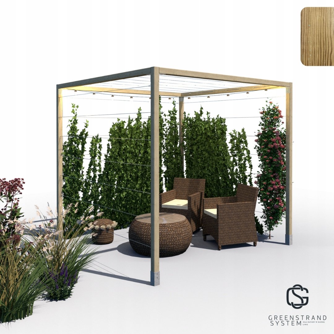 Pergola drewniana z linami stalowymi K 240x254x254 | trejaż ...