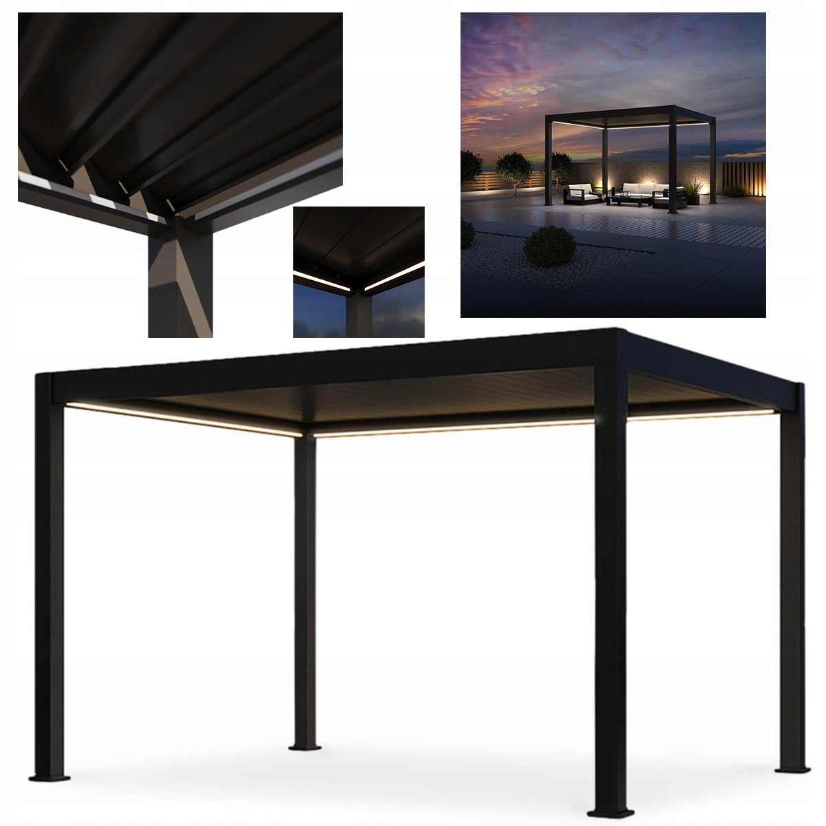 Pergola Tarasowa Led 3X4 Elektryczna Ogrodowa Deluxe Pro Oswietlenie Brąz - Focus Garden | Sklep ...