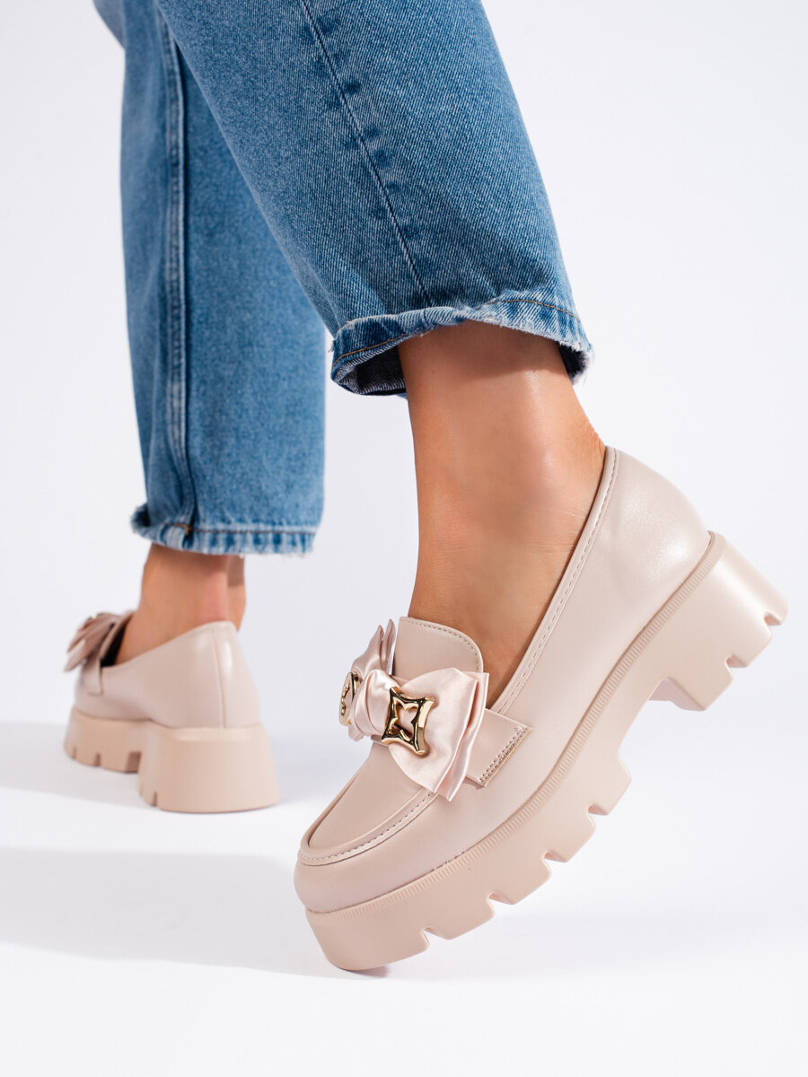 Perłowe loafersy z kokardą Shelovet-37 - Inna marka | Moda Sklep EMPIK.COM