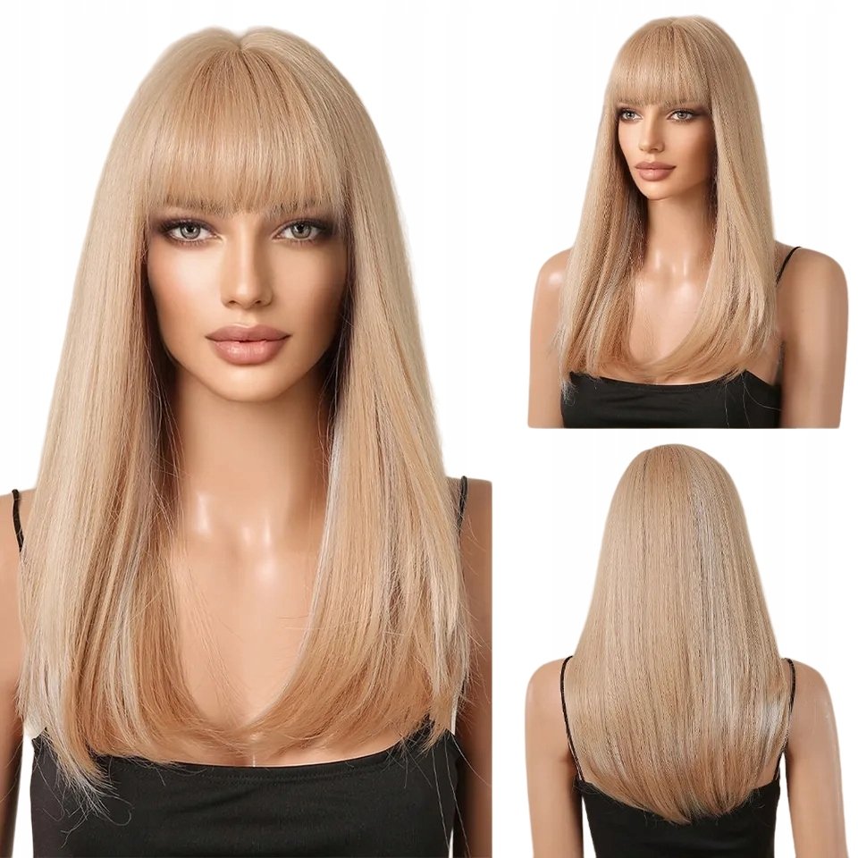Peruka blond refleksy zgrzywką peruki damskie włosy Jak naturalna ...
