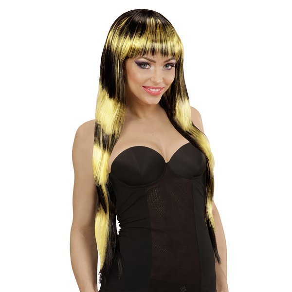 Peruka damska z grzywką czarno żółta - Widmann | Przyjęcia i okazje w Sklepie EMPIK.COM
