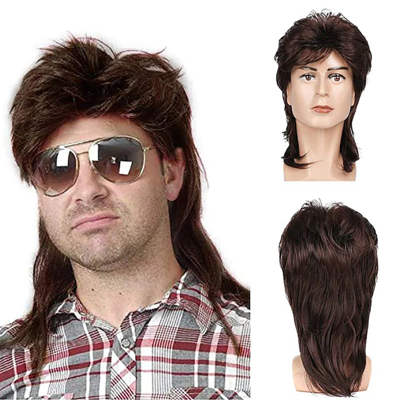 Peruka Męska Typu Mullet, Fryzura W Stylu Retro Z Lat 80. Darkbrown ...