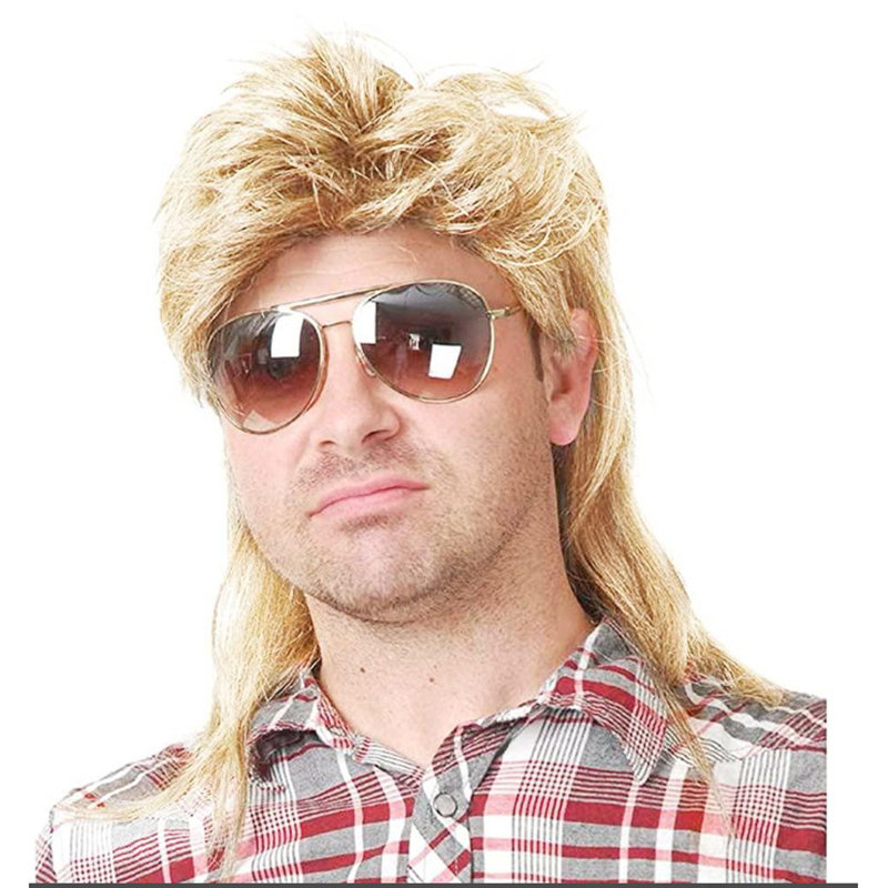 Peruka męska typu mullet, fryzura w stylu retro z lat 80. Gold - INF ...