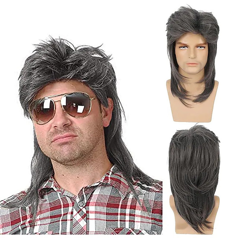 Peruka Męska Typu Mullet, Fryzura W Stylu Retro Z Lat 80. Grey - INF ...