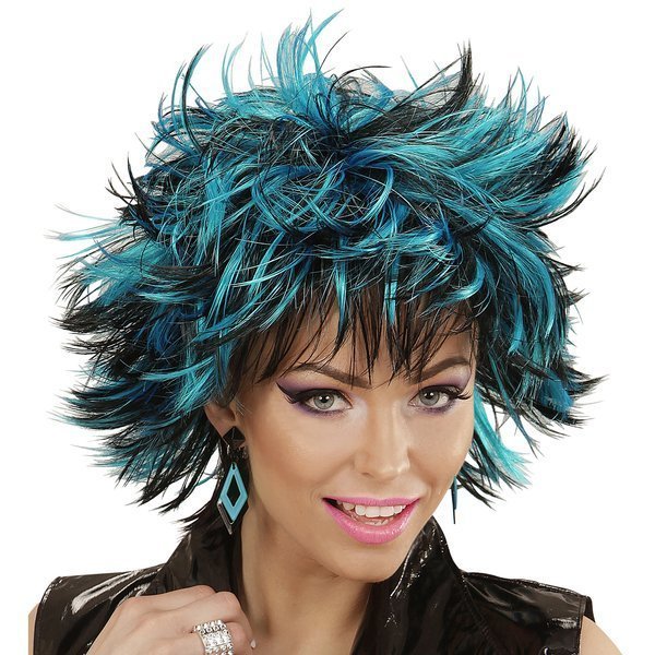 Peruka rockowa disco czarno niebieska - Widmann | Przyjęcia i okazje w Sklepie EMPIK.COM
