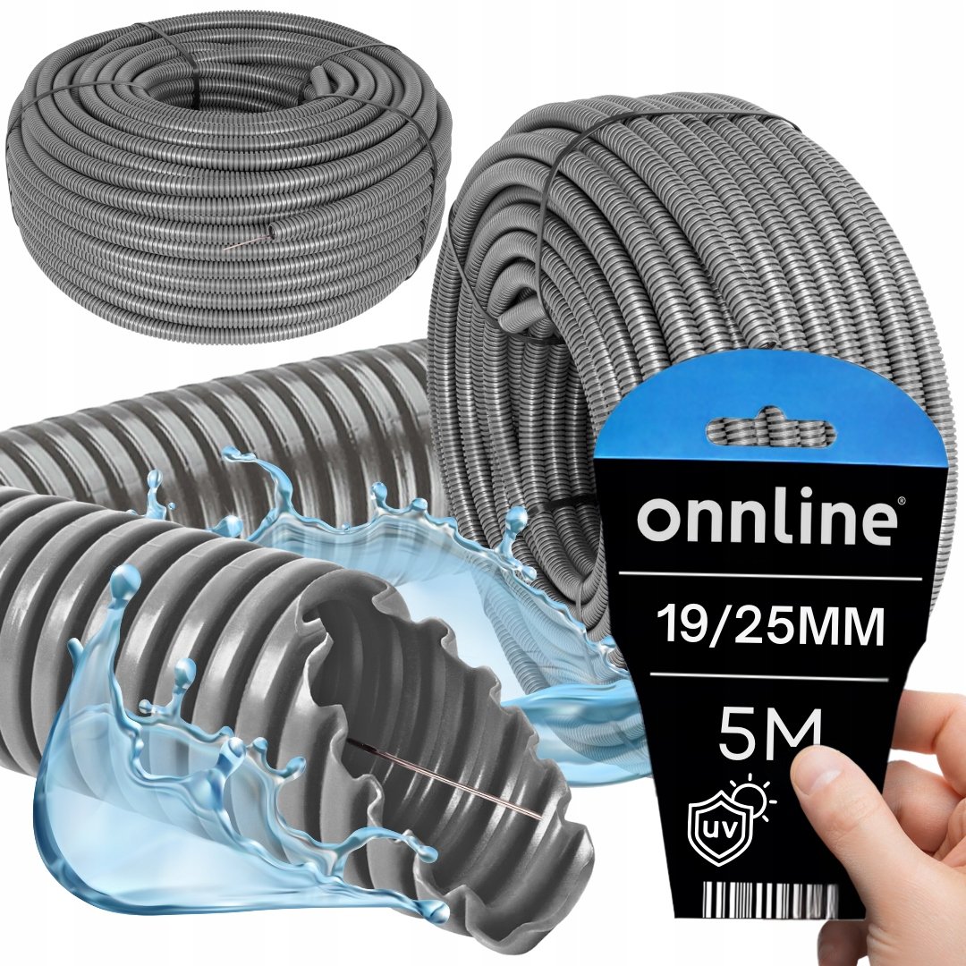 PESZEL DO KABLI RURA KARBOWANA Z PILOTEM UV 750N PVC 19x25MM 5M ZIEMNY ...