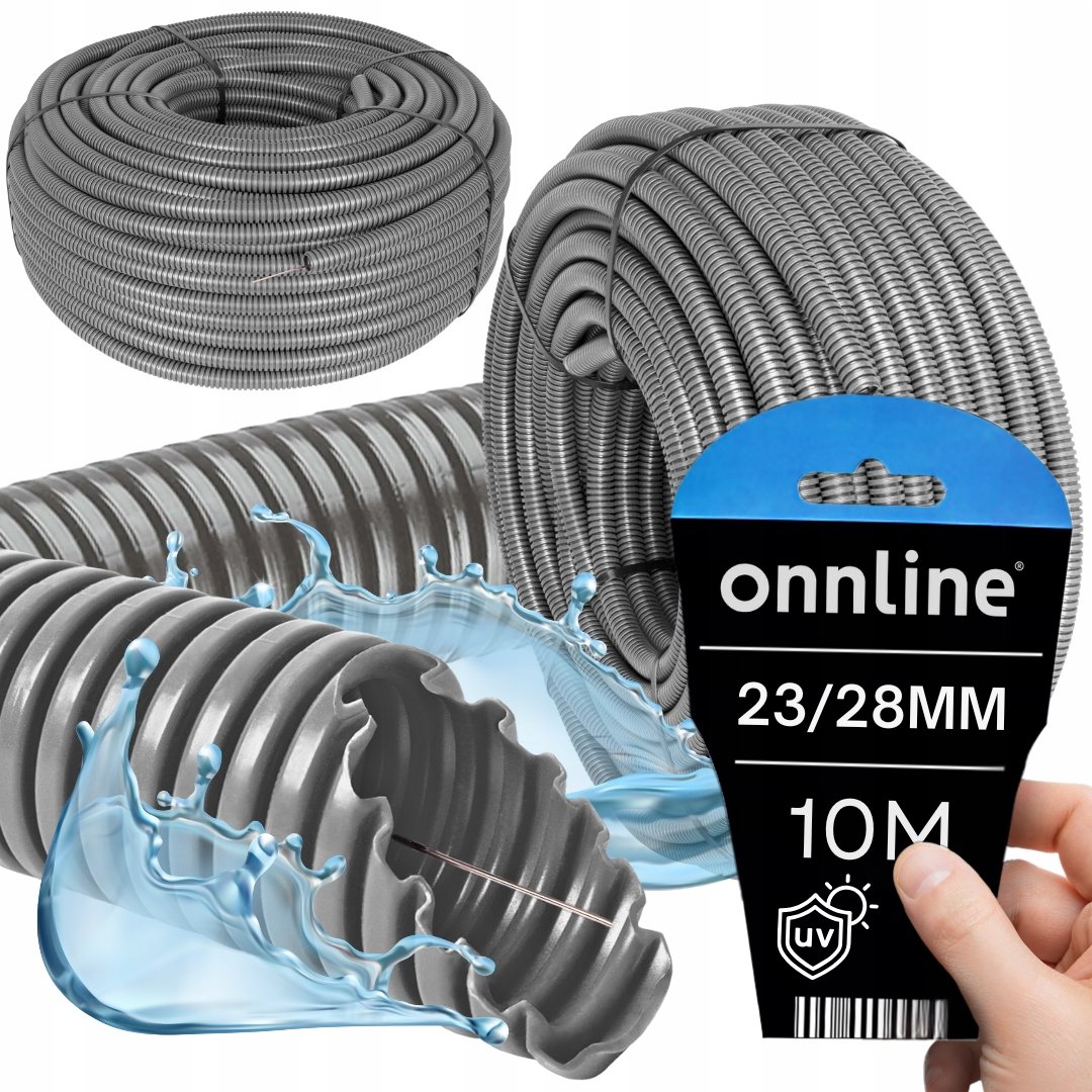 PESZEL DO KABLI RURA KARBOWANA Z PILOTEM UV 750N PVC 23x28MM 10M ZIEMNY ...