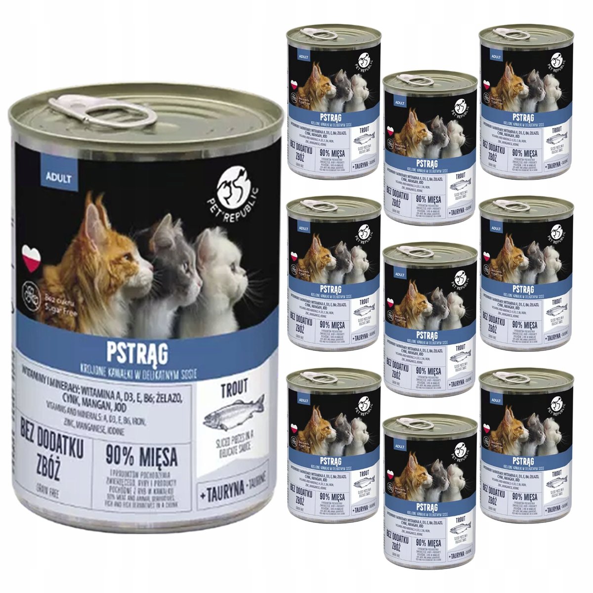 PET REPUBLIC Karma mokra dla kota Pstrąg 10 x 400g - Pet Republic ...