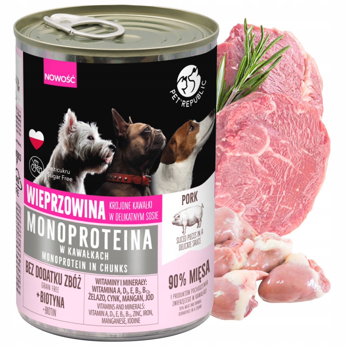 PET REPUBLIC Mono Protein kawałki sos Wieprzowina karma dla psa mokra ...