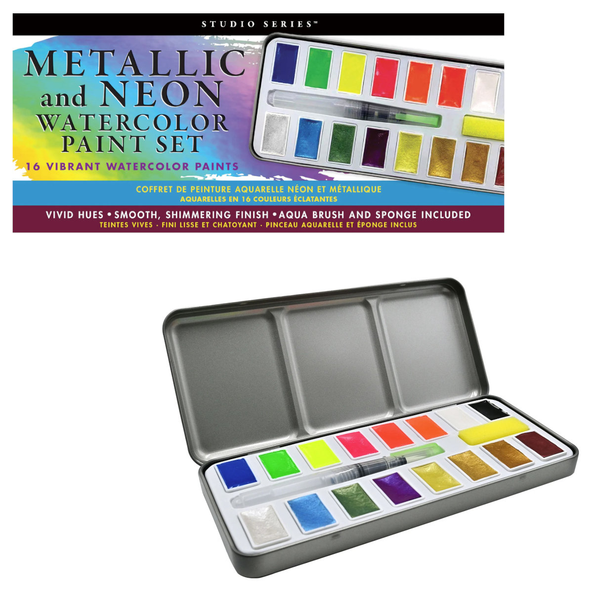 Peter Pauper Press, Farby akwarele 16 kol Metallic & Neon Peter Pauper ...