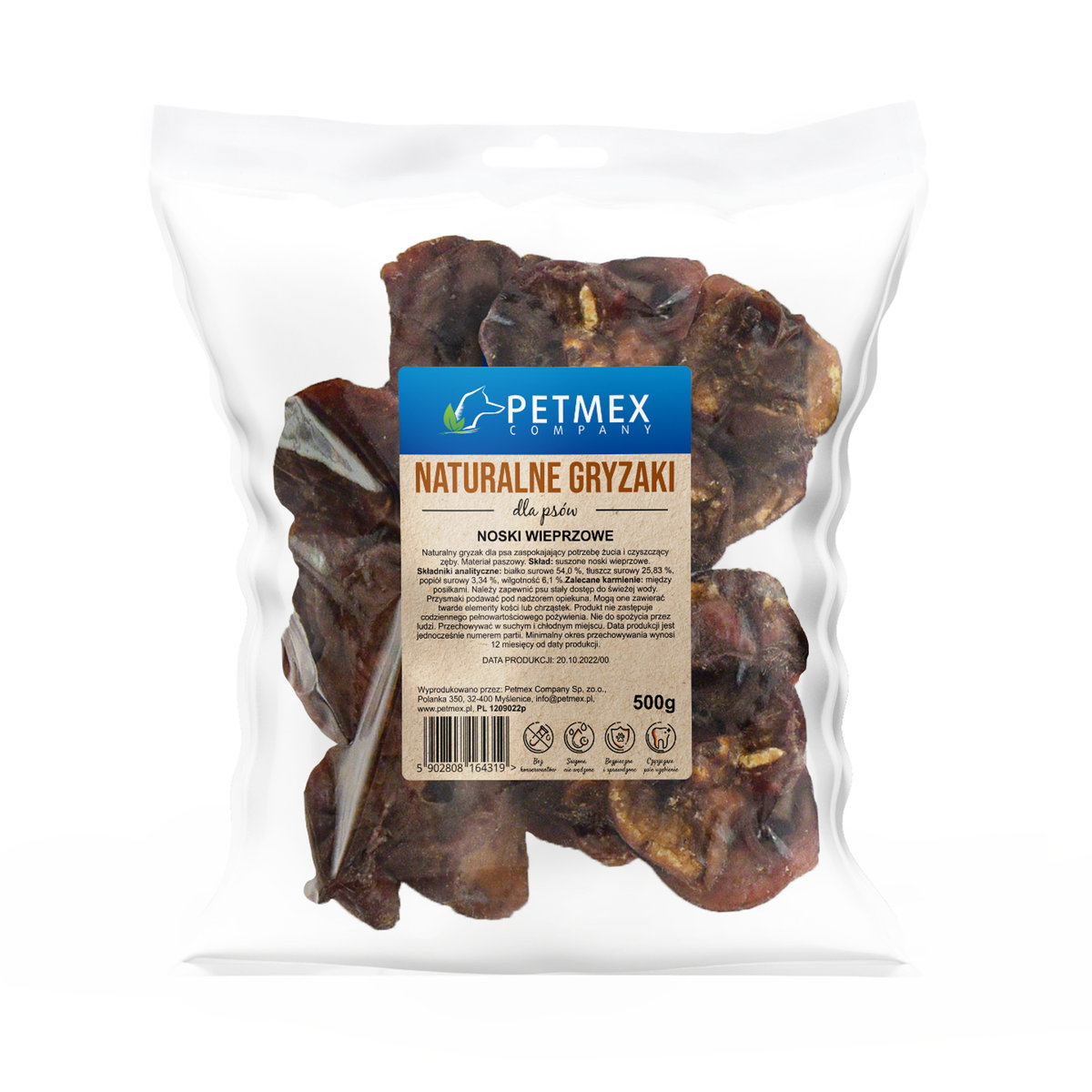 PETMEX Noski wieprzowe gryzak naturalny 500g - Petmex | Sklep EMPIK.COM