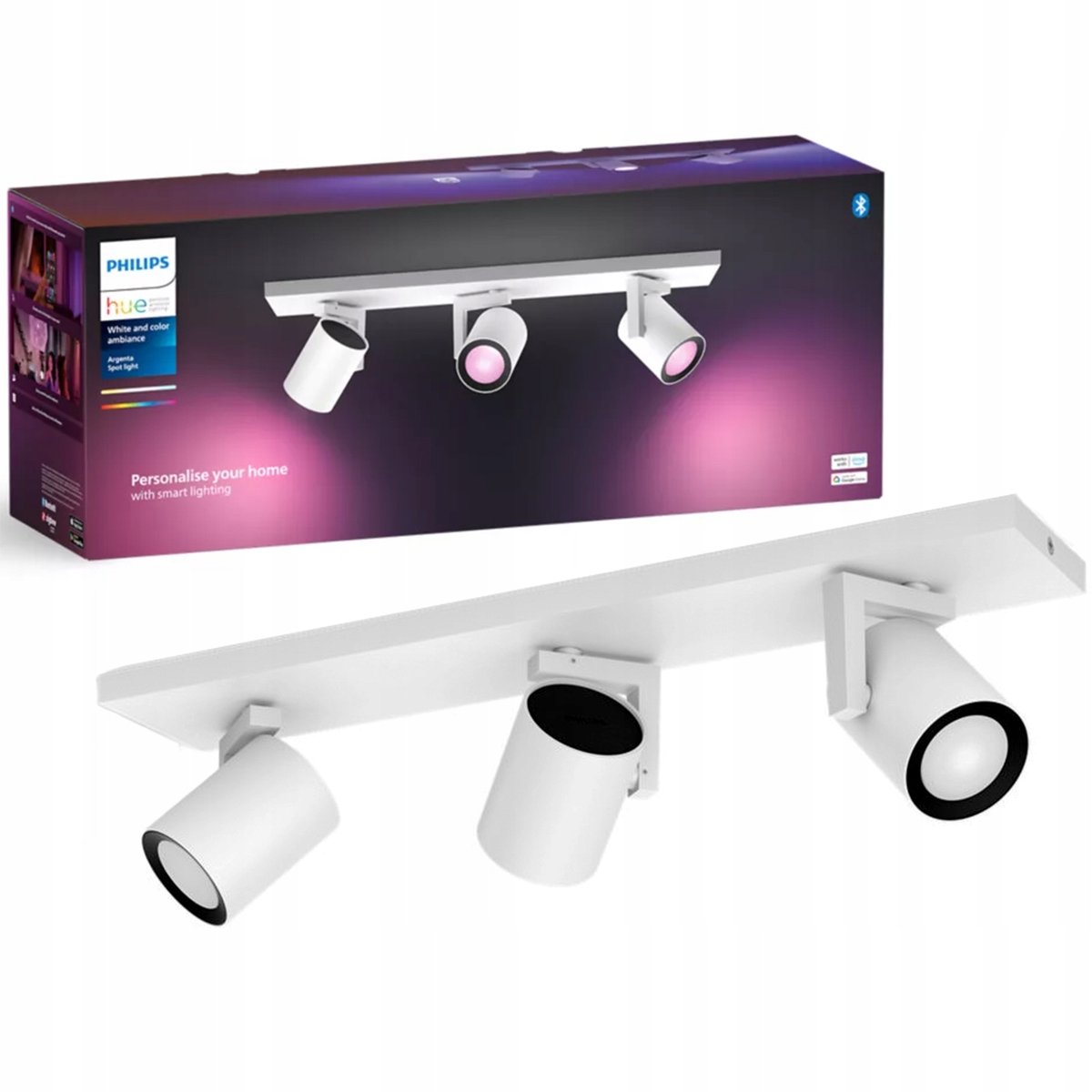 Philips HUE White and Color Ambiance Lampa Argenta 3x4,2W Bluetooth ...