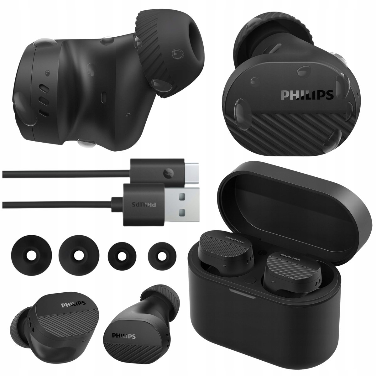 PHILIPS SŁUCHAWKI TRUE WIRELESS BLUETOOTH Z REDUKCJĄ SZUMÓW PRO CZARNE ...