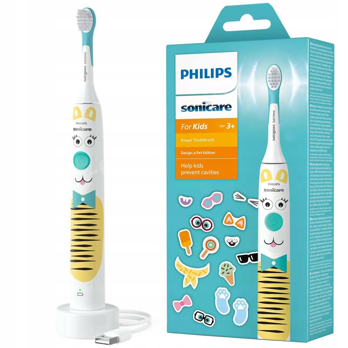 Philips Sonicare Kids szczoteczka soniczna dla dzieci 3+ naklejki HX3601/01 - Philips | AGD ...