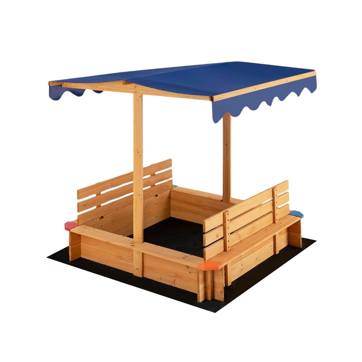 Piaskownica z daszkiem Drewniana 2 Ławki 121 x 121 x 121 cm - COSTWAY | Sklep EMPIK.COM