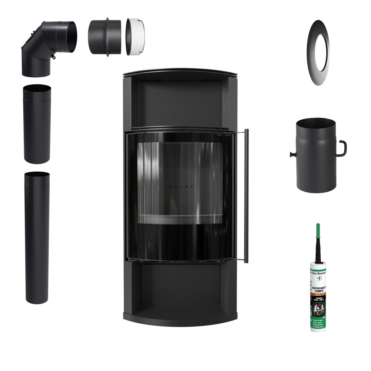 Piec Kominek Wolnostojący KRATKI TOFA 8 kW fi 150 Czarny Zestaw do Montażu - Kratki | Sklep ...