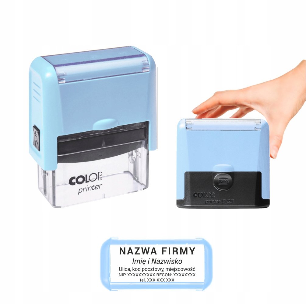 PIECZĄTKA FIRMOWA różne KOLORY biurowa do 6 wersów GUMKA+PROJEKT |Colop ...