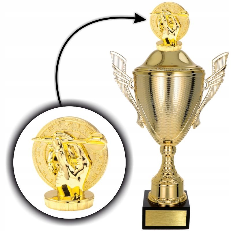 PIĘKNY puchar z figurką Dart 37 cm + GRAWER - bez marki | Sport Sklep ...