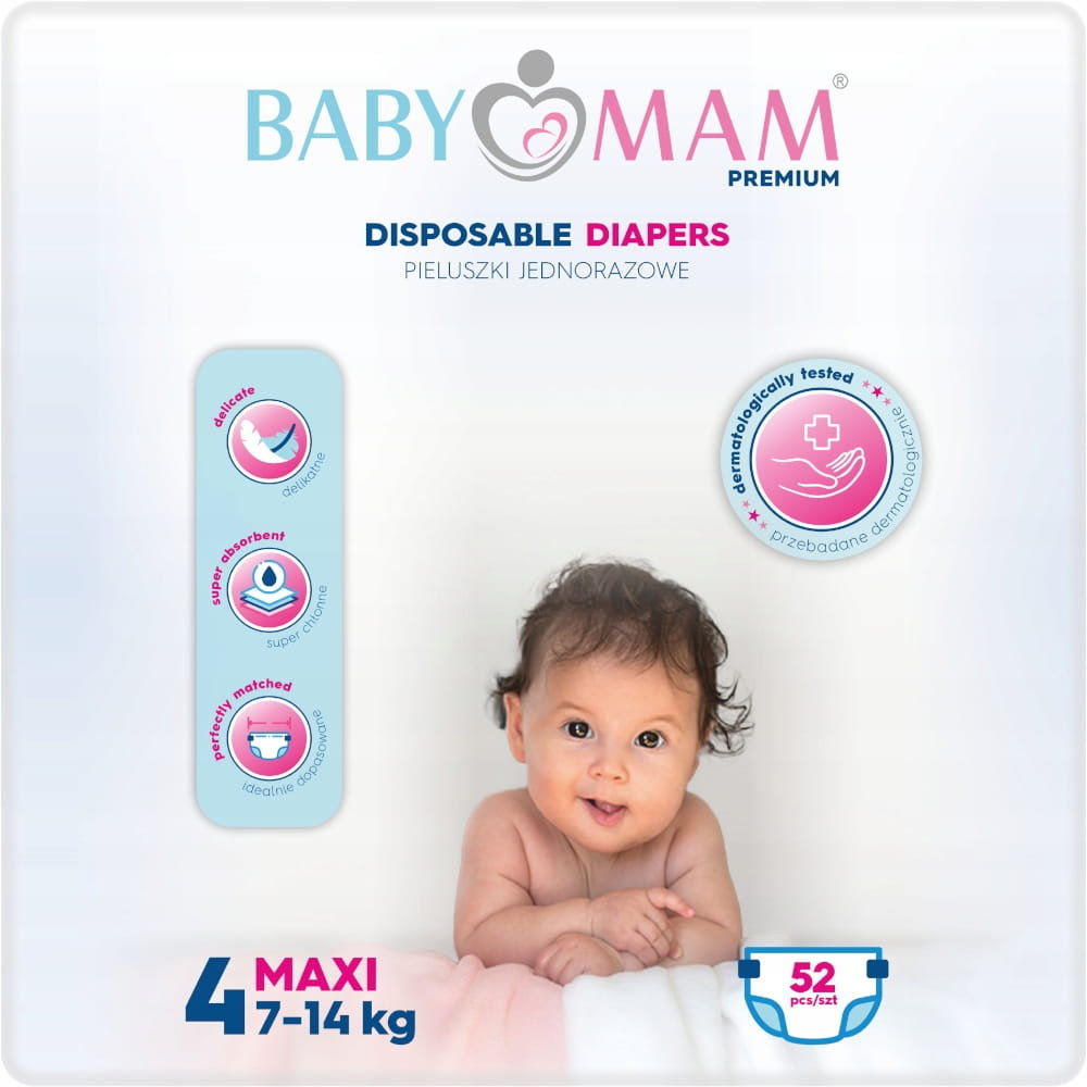 Pieluszki pampersy jednorazowe Babymam extra care maxi 4 (7-14kg) 52szt - Babymam | Sklep EMPIK.COM