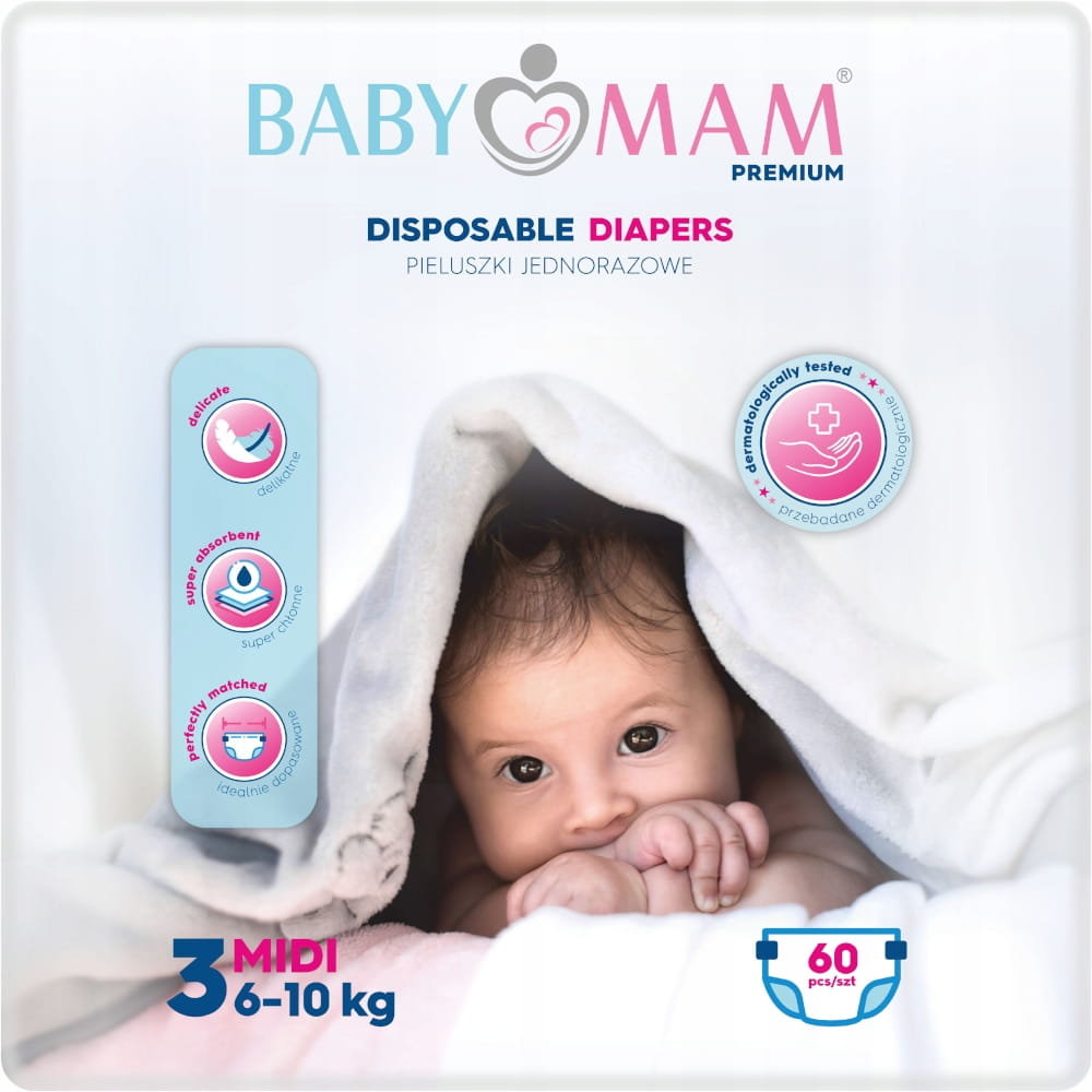 Pieluszki pampersy jednorazowe Babymam extra care midi 3 (6-10kg) 60szt - Babymam | Sklep EMPIK.COM