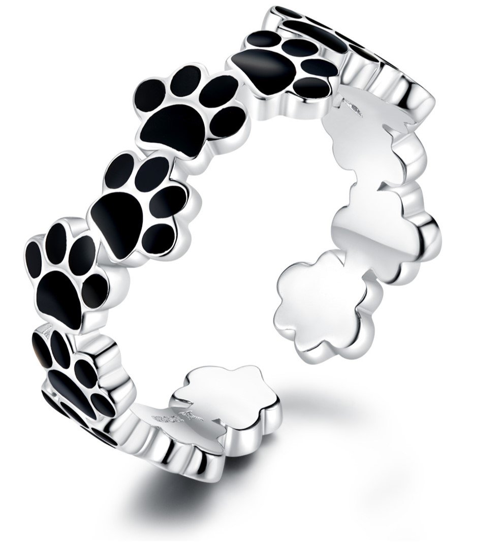 Pierścionek Srebrny 925 Łapka Psa Regulowany Szeroki Srebro 925 ...