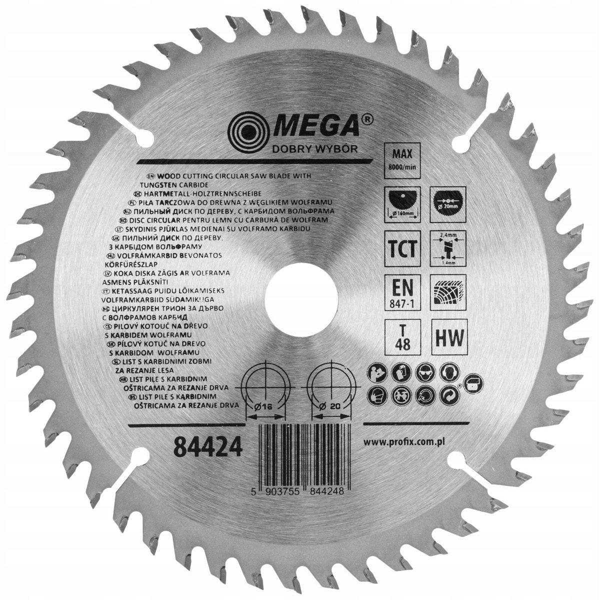 Piła Tarczowa Do Drewna 160 x 48T x 20/16mm - Mega | Sklep EMPIK.COM