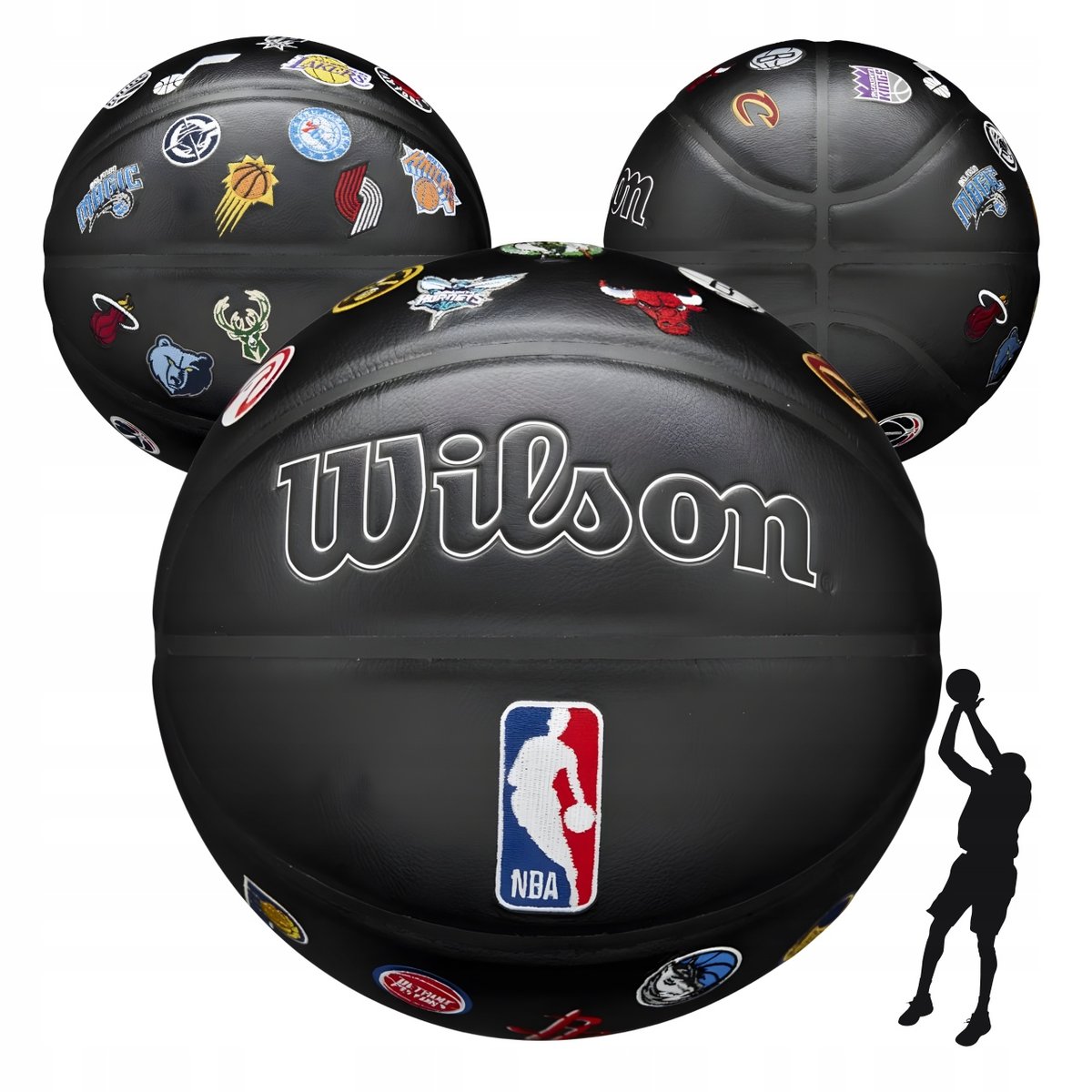 Piłka Do Koszykówki Wilson NBA Rozm. 7 Wszystkie Drużyny Logo Czarna ...