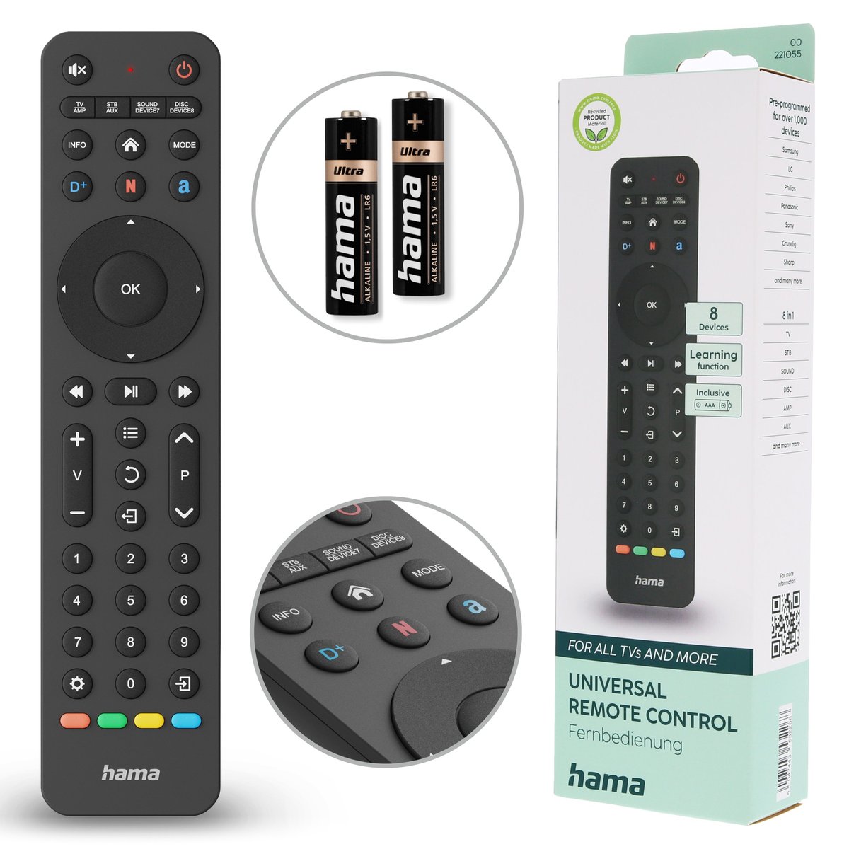 Pilot do telewizora uniwersalny Hama 8w1 Netflix, Prime Video, Disney+ - Hama | Sklep EMPIK.COM