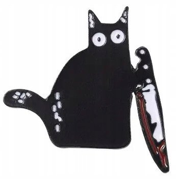 Pin przypinka metalowa kot kotek morderca nóż z nożem - DKM | Moda ...