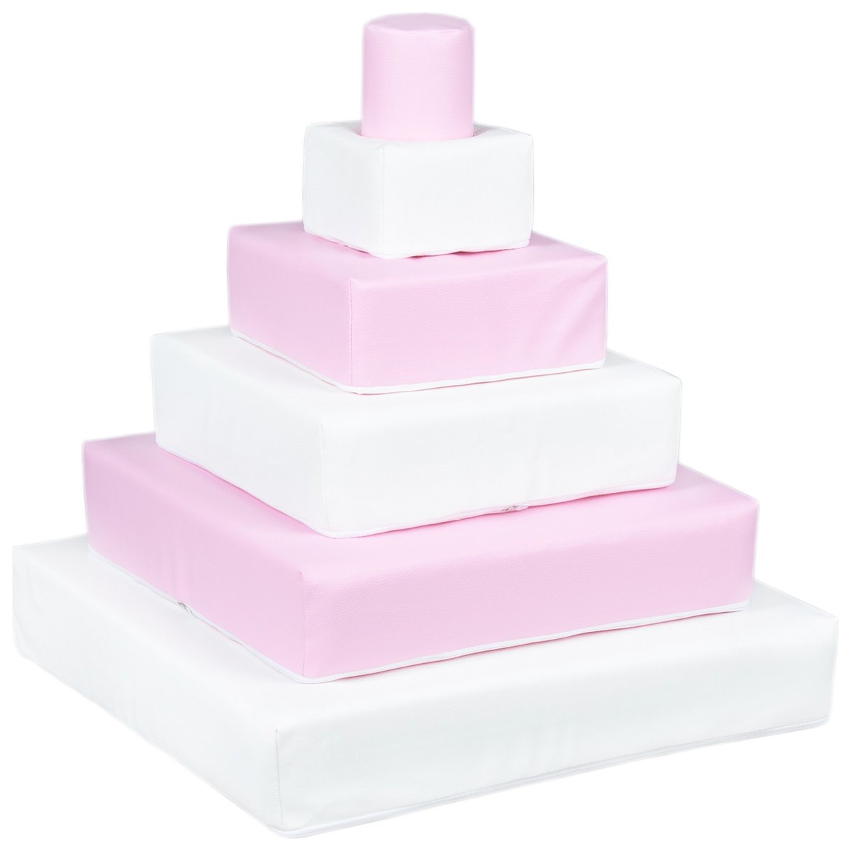 Piramida komplet 6 dużych klocków piankowych (kolor: biały, różowy ...
