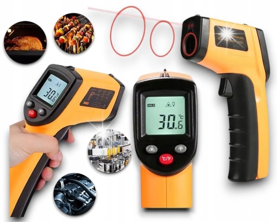 PIROMETR LASEROWY LCD -50 +380°C MIERNIK PODCZERWIEŃ - Inna marka ...