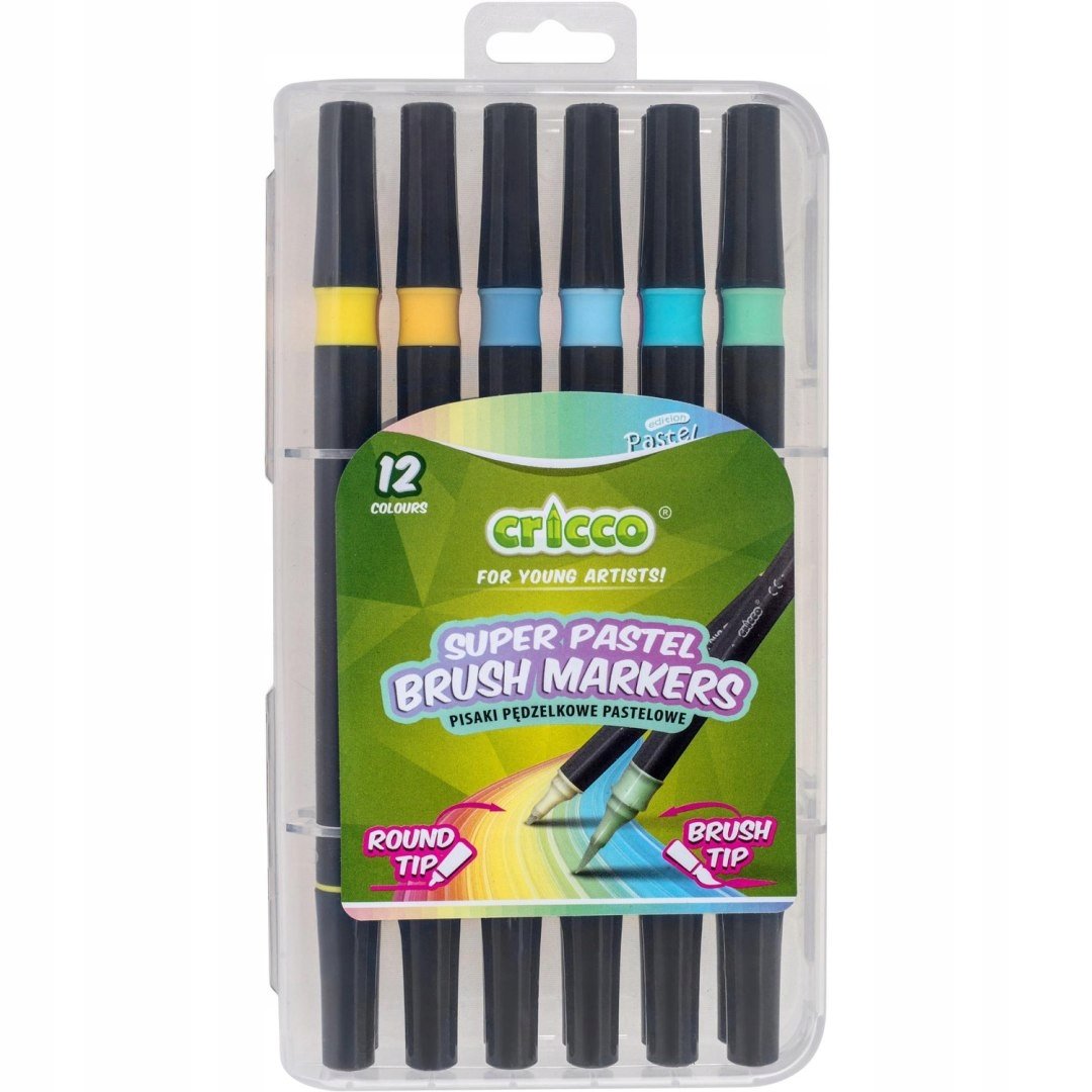 Pisaki Pastelowe Pędzelkowe Dwustronne 12 Kolorów Cricco Cr385K12P ...