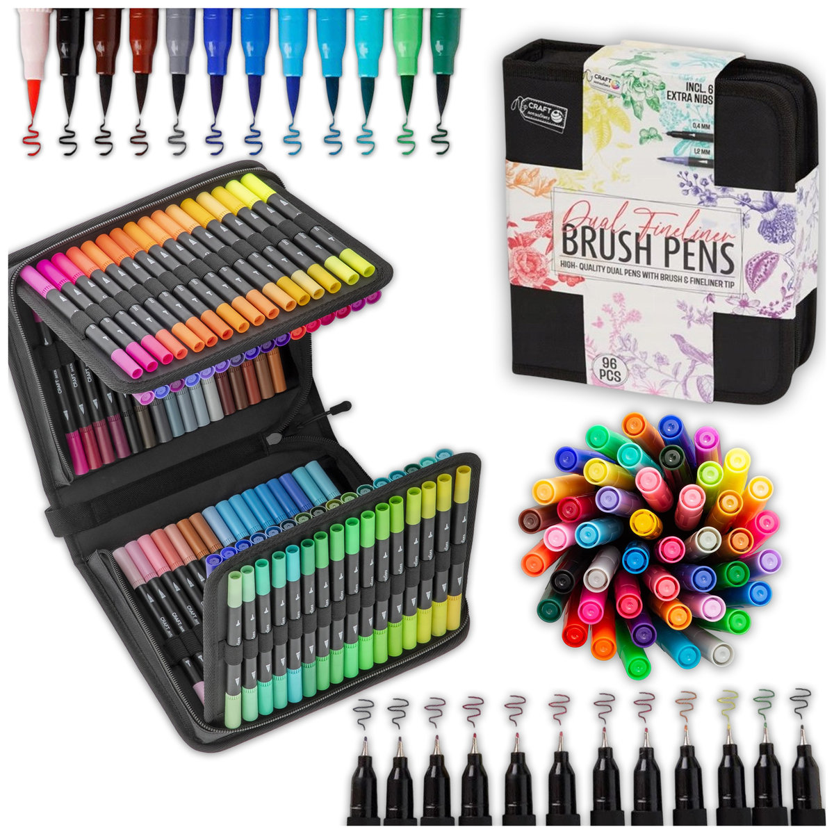 Pisaki Pędzelkowe Flamastry Mazaki Dwustronne Do Konturowania ...