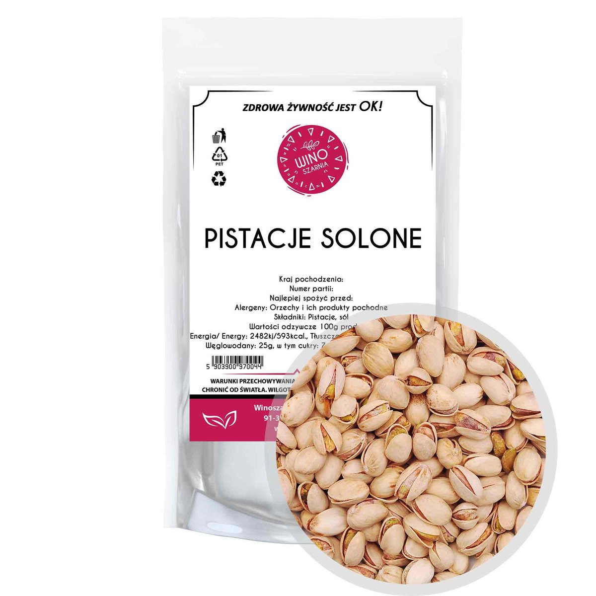 Pistacje Prażone Solone - 500g Doskonały Przekąska - Winoszarnia ...
