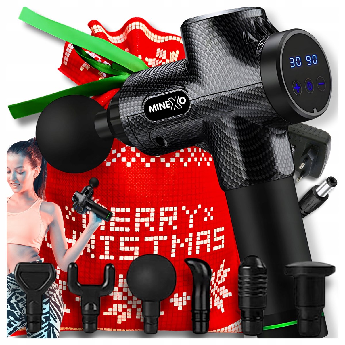 Pistolet Do Masażu Pleców Ciała Stóp Masażer Massage Gun Pro 6 Końcówek ...