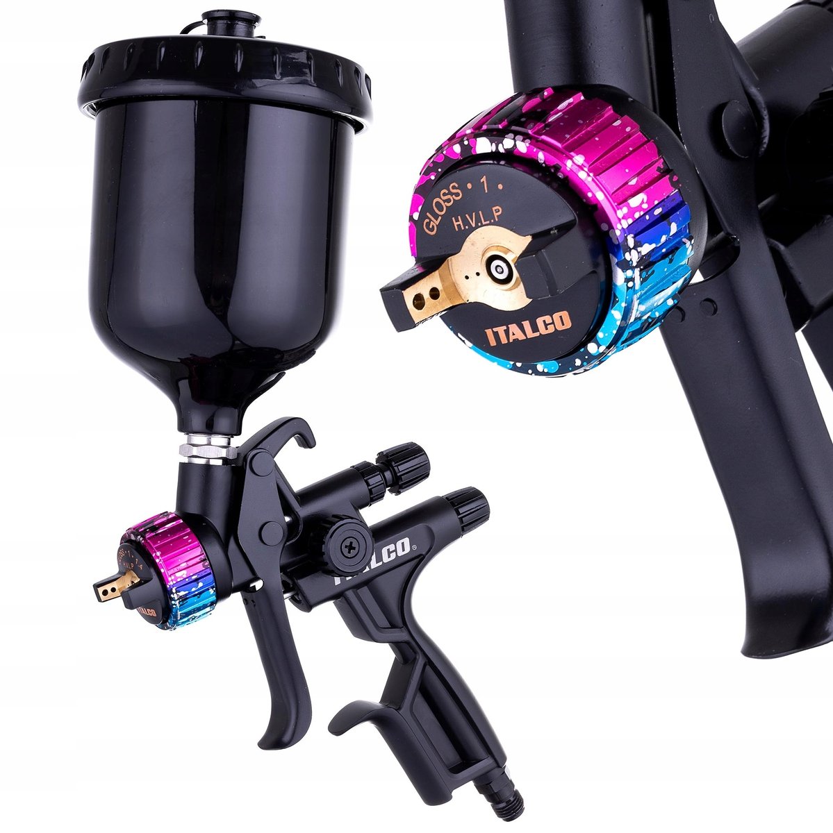 Pistolet lakierniczy ITALCO GLOSS M1 HVLP dysza 1.6mm Zbiornik 600ml ...