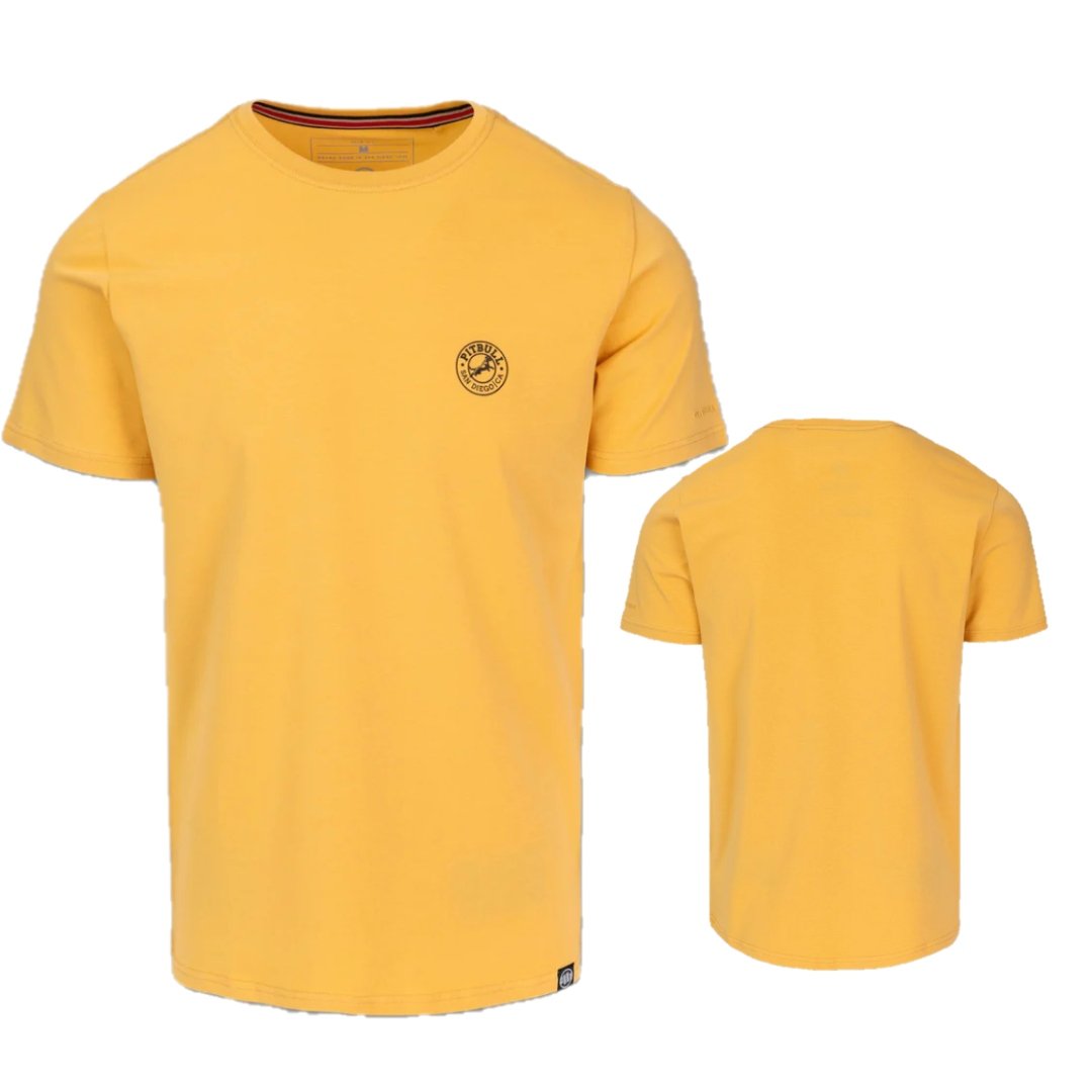 PITBULL T-SHIRT KOSZULKA MĘSKA SLIM FIT SAN DIEGO CA SMALL LOGO ŻÓŁTA ...