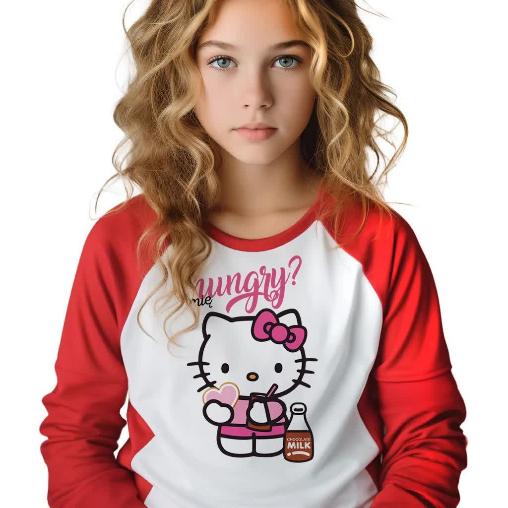 Piżama Czerwona Długi Rękaw Spodnie HUNGRY? *IMIĘ* Hello Kitty Wz - 134 ...