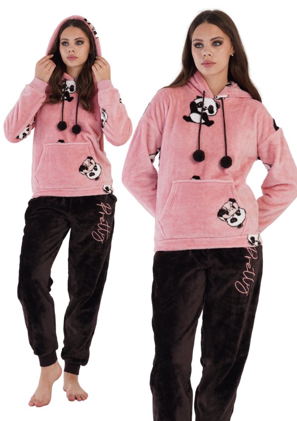 Piżama Damska na zimę pluszowa M z kapturem dres - Vienetta | Moda ...