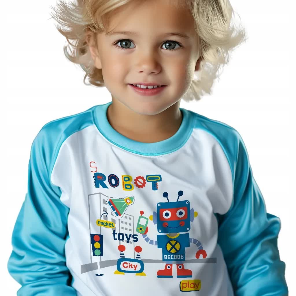 Piżama Dla Dziecka Długa TURKUSOWA 98cm Robot Zabawka Rakieta Boys Wzory - Inna marka | Sklep ...