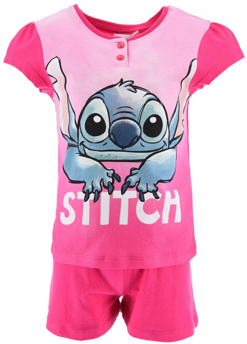 Piżama dla dziewczynek, Disney Stitch, krótki rękaw, bawełna, kolor różowy, rozmiar 116 cm ...